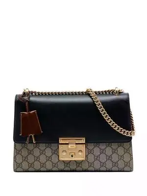 Gucci Medium Gg Supreme Padlock Shoulder Bag - Black