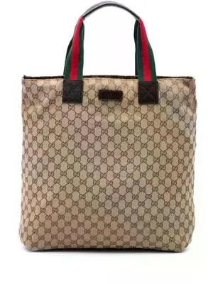 Gucci Gg Canvas Web Vertical Tote Bag