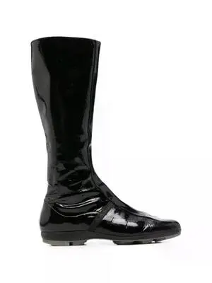 Prada Patent-leather Knee-high Boots - Black