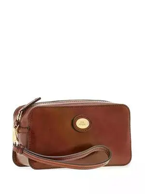 THE BRIDGE Logo-plaque Leather Clutch Bag - Brown