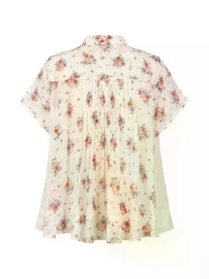 DHAARI Off-white Floral Print Pleated Shirt