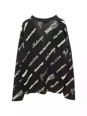 Balenciaga 2010s Logo Knit Cardigan - Black