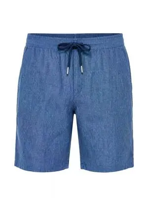 PATRICK ASSARAF Drawstring Linen Deck Shorts - Blue