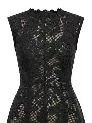 GEMY MAALOUF Embroidered Lace-overlay Midi Dress