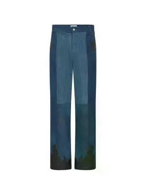 MARINE SERRE Paneled Wide-leg Jeans - Blue