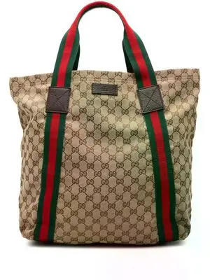 Gucci Gg Canvas Web Tote Bag - Neutrals