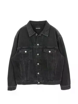Balenciaga Logo-embroidered Denim Jacket - Black