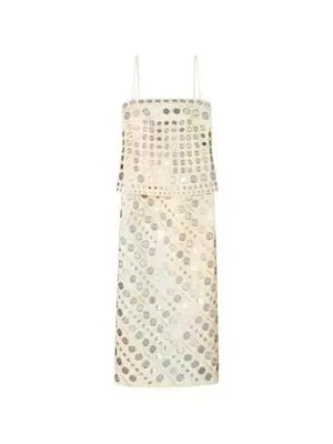 Tory Burch Mirror-embellished Cotton Dress - White
