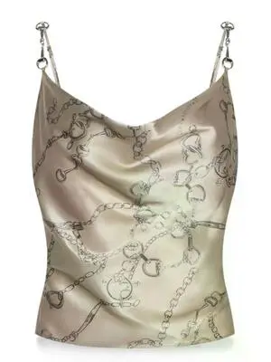 L'Agence Calista Horsebit-print Top