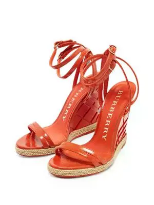 Burberry Hassendean Criss-cross Wedge Sandals - Orange
