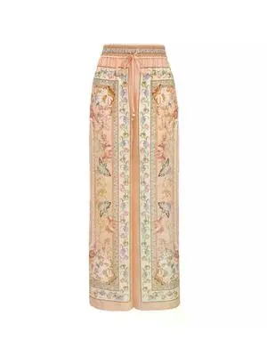 Zimmermann Roselight Relaxed Printed Silk Pants - Neutrals