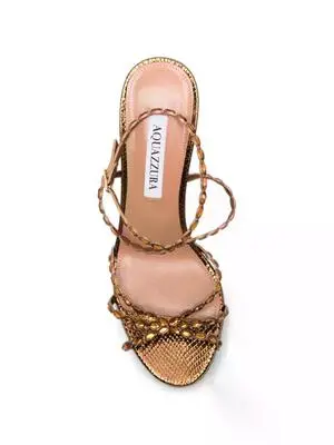 AQUAZZURA Love Struck Crystal-embellished Sandals - Brown