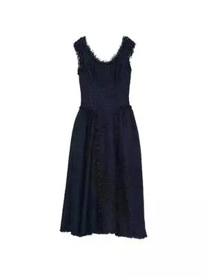 SELF-PORTRAIT Bouclé Midi Dress - Blue