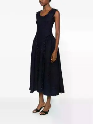 SELF-PORTRAIT Bouclé Midi Dress - Blue