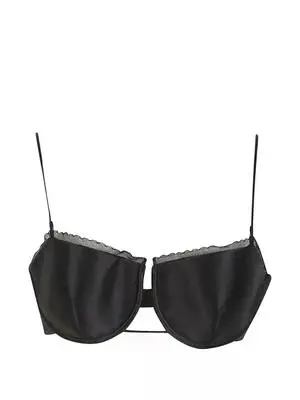 Givenchy Lace-trimmed Silk Sweetheart Neckline Top - Black