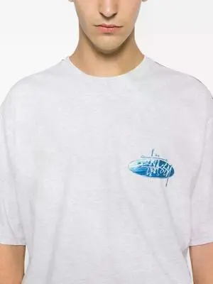 StÜssy Wave Oval Logo Print Cotton T-shirt