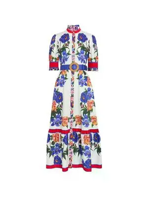 Borgo De Nor Floral Print Belted Maxi Dress - White