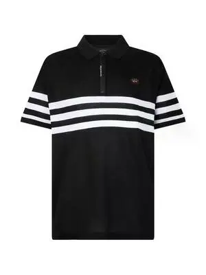 Paul & Shark Striped Zip-fastening Polo Shirt - Black