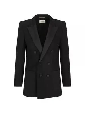 Saint Laurent Grain De Poudre Double-breasted Jacket - Black