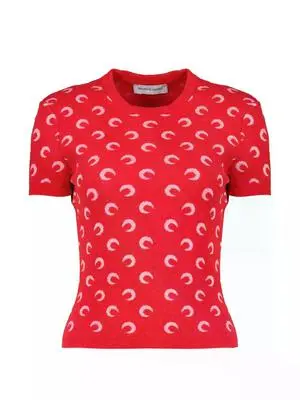 MARINE SERRE Bouclé Texture Moon Logo T-shirt