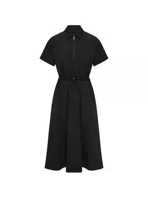 Moncler Drawstring Waist Zip-up Midi Dress - Black