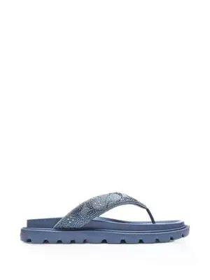 COACH Crystal Embellished Logo Flip Flops