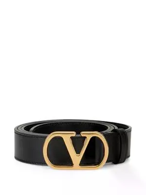 Valentino Garavani Vlogo Signature Leather Belt - Black