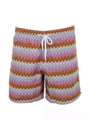 MARY KATRANTZOU Geometric Print Swim Shorts - Orange