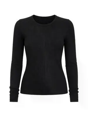 PATRICK ASSARAF Ribbed Long-sleeve Crewneck T-shirt - Black