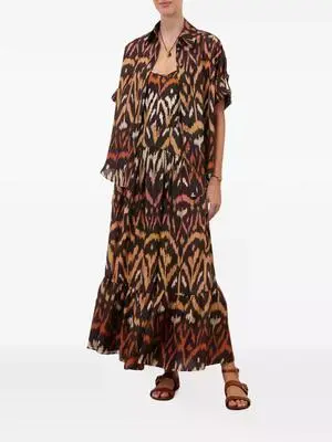 Zimmermann Aster Ikat-print Maxi Skirt - Black