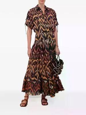 Zimmermann Aster Ikat-print Maxi Skirt - Black