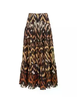 Zimmermann Aster Ikat-print Maxi Skirt - Black