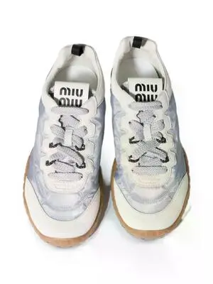 Miu Miu Tyre Technical Fabric And Suede Sneakers - Grey