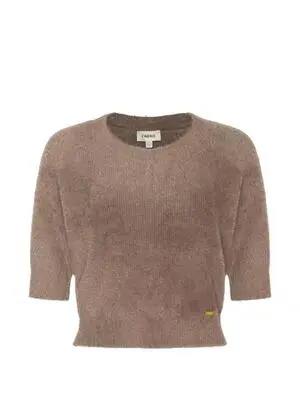 L'Agence Guinevere Fuzzy-knit T-shirt - Brown