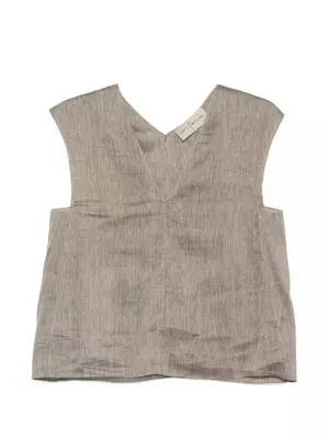 CORTANA Aria Striped V-neck Sleeveless Top