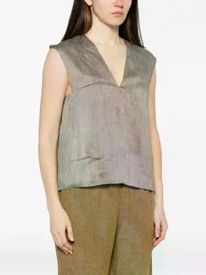 CORTANA Aria Striped V-neck Sleeveless Top