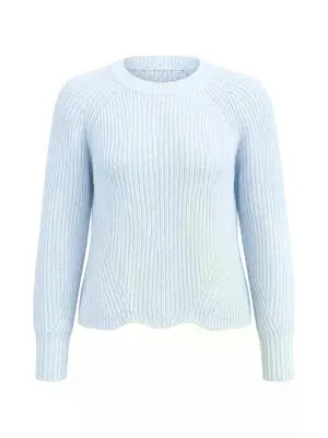 Autumn Cashmere Scallop-edge Shaker-stitch Sweater
