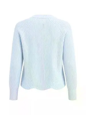 Autumn Cashmere Scallop-edge Shaker-stitch Sweater