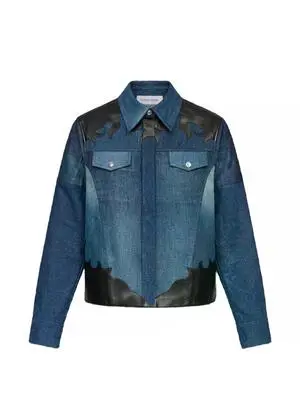 MARINE SERRE Paneled Denim Jacket With Leather Accents