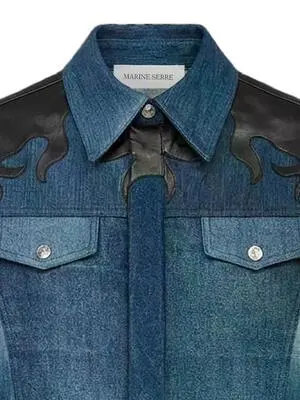 MARINE SERRE Paneled Denim Jacket With Leather Accents