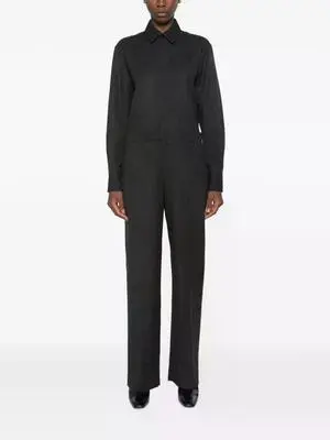 Victoria Beckham Dark Melange Effect Polo-collar Jumpsuit