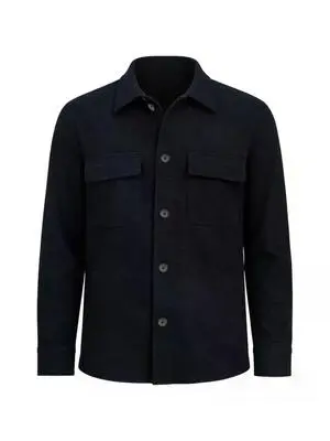 FRADI Textured Chest-pocket Overshirt - Blue