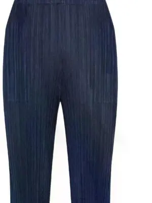 Issey Miyake Navy Plissé Effect Trousers