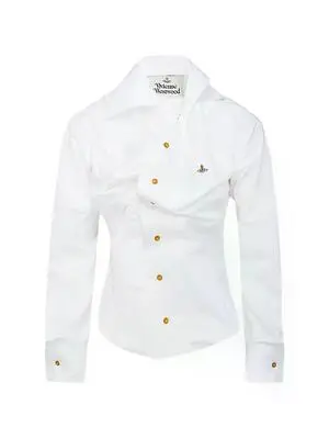 VIVIENNE WESTWOOD Draped Orb-embroidered Shirt - White