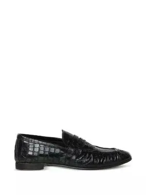 GIULIANO GALIANO Jacob Croc-effect Leather Loafers - Black