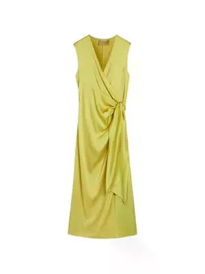 Momoni Roca Draped Satin Midi Dress