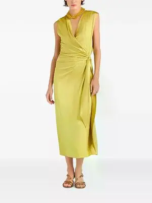 Momoni Roca Draped Satin Midi Dress