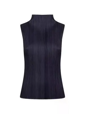 Issey Miyake High-neck Sleeveless Top - Blue
