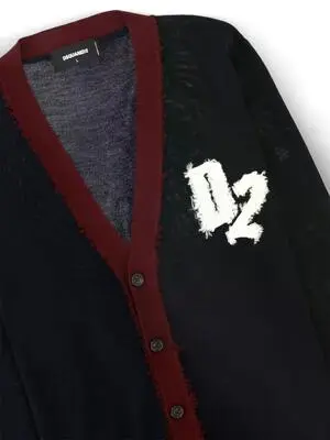 Dsquared2 Logo Patch Frayed Cardigan