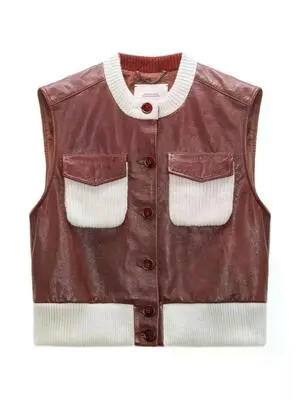 Dorothee Schumacher Burgundy Leather Ribbed Vest